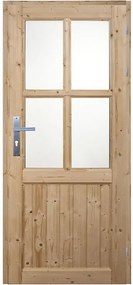 Vedlejší vchodové dveře Jana, 80 P, 880 × 1980 mm, masivní dřevo, pravé, smrk, prosklené