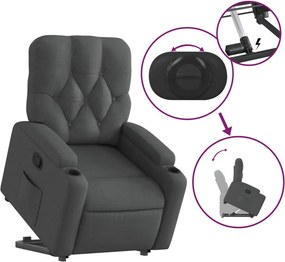 Zvedací polohovací křeslo tmavě šedé textil 3204711