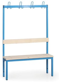 Šatní lavice s věšákem, sedák - latě, délka 1000 mm, modrá