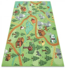 Dětský kusový koberec REBEL ROADS Wild life 90 Les Zvířátka protiskluzový zelený Rozměr: 140x200 cm