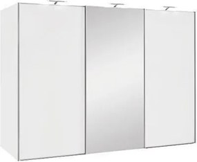 XXXLutz ŠATNÍ SKŘÍŇ SE ZRCADLEM, bílá, 249/222/68 cm Moderano - Šatní skříně - 000531018401