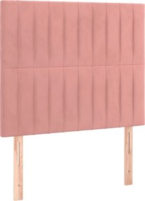 Box spring postel s matrací a LED růžová 120x200 cm samet 3136238