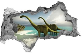 Wallmuralia Díra 3D fototapeta nálepka Dinozaury na pláži 95x73 cm