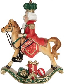 Vánoční dekorace Louskáček Nutcracker na houpacím koni - 24*8*31 cm