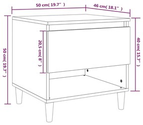 Noční stolek šedý sonoma 50 x 46 x 50 cm kompozitní dřevo - Default Title