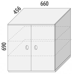 Domestav - DOMINO Skříň 2 dvířková hloubka 456 buk cink, mořený