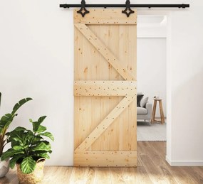 vidaXL Posuvné dveře s kováním 85 x 210 cm masivní borové dřevo [3203123]