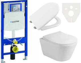 AKCE/SET/LIVERO Geberit - Předstěnová instalace pro závěsné WC, výška 1,12 m + AVVA závěsná WC mísa Rimless, 35,5x53 cm, bílá + LENA WC sedátko, Soft…