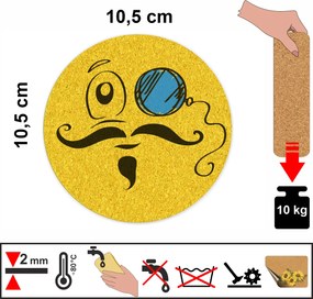 PokojovaDekorace.cz, Korkové podtácky s potiskem – 559, Smajlík, průměr 10,5cm, 1 ks
