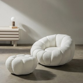 Designové relaxační křeslo VENEZIA 100 cm boucle bílé