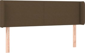 Čelo postele s LED tmavě hnědé 147 x 16 x 78/88 cm textil 3122957