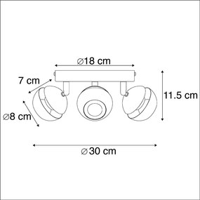 Moderní bodové světlo 3-světlo černé se zlatým interiérem - Buell Deluxe