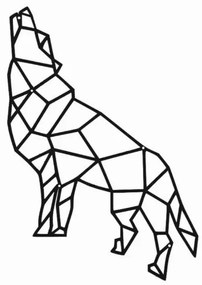 Kovová nástěnná dekorace geometrický vlk 30x40cm černá