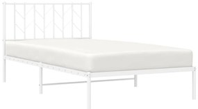 Kovový rám postele s čelem bílý 107 x 203 cm - Default Title
