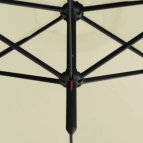 vidaXL Dvojitý slunečník s ocelovou tyčí pískový 600 cm