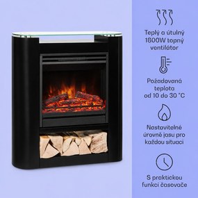 Klarstein Studio 5 Arc, elektrický krb, 1800 W, LED plameny, ventilátor, dálkové ovládání