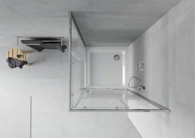 Mexen Rio sprchový kout čtvercový 80 x 80 cm, bílé pruhy, chrom + vanička Flat, bílá - 860-080-080-01-20-4010