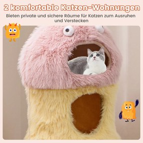 Costway Cat tree malý 93 cm vysoký kočičí strom s motivem monster se 2 kočičími