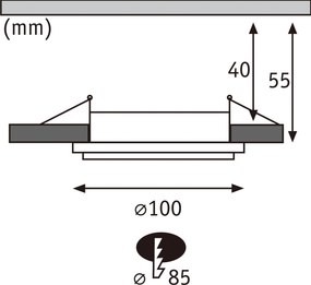 P 92249 LED vestavné svítidlo Sormus samostatné svítidlo IP65 kruhové 100mm 4,8W / 1,5W / 230V 3000K matný chrom - PAULMANN