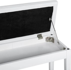 HOMCOM klavírní stolička ve venkovském stylu Klavírní lavice s úložným prostorem z kaučukového dřeva a imitace kůže, bílá, 76 x 36 x 50 cm pro milovn…