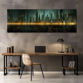 Obraz na plátně - Futuristické město - Noční světla FeelHappy.cz Velikost obrazu: 180 x 60 cm