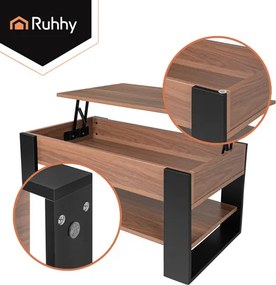 Konferenční stolek Ruhhy 92 x 51 cm se zvedací deskou, úložným prostorem a policí