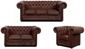 FN Sedací souprava Chesterfield Lord 3+2+1 kůže hnědá