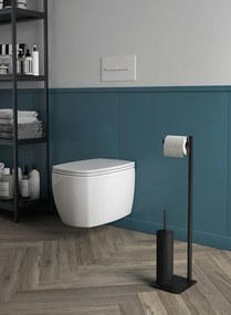 Sapho, ARTU Stojan s držákem na toaletní papír a WC kartáčem, hranatý, černý mat