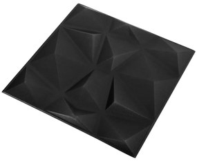 3D nástěnné panely 48 ks 50 x 50 cm diamant černé 12 m²,  150916