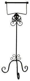 Černý antik kovový držák toaletního papíru Potier ornament - 27*24*70 cm