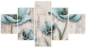 Obraz - Květy na textuře (125x70 cm)