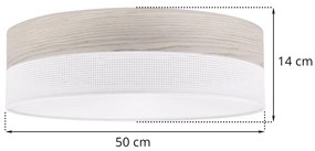 Stropní svítidlo Wood, 1x světle béžová dubová dýha/bílé plastové stínítko, (bílé plexisklo), (fi 50cm)