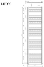 Mereo otopný žebřík rovný 450x1690 mm středové připojení bílý MT03S
