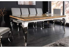 Massive home | Jídelní stůl MODERN BAROCK BARRACUDA 200cm chrom vč. skleněného topu bez teakové desky