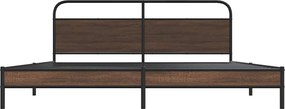 Kovový rám postele bez matrace hnědý dub 200 x 200 cm 3318702
