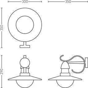 Philips Topiary 60W černá / Venkovní nástěnné svítidlo / bez zdroje /