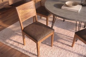 Designová židle Timber II Sheesham / hnědé mikrovlákno
