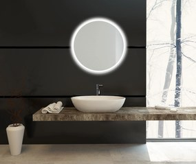 Amirro Zrcadlo na zeď chodbu do pokoje ložnice koupelny předsíně kulaté MOONLIGHT kruh průměr 70 cm s LED podsvíceným okrajem po celém obvodu 411-057