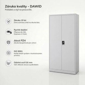 Uzamykatelná úklidová skříň šedá DAWID 900 x 1850 x 450 mm