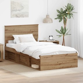 Rám postele Umělecký dub 100 x 200 cm Masivní borové dřevo 3410644