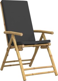 3dílný skládací bistro set s tmavě šedými poduškami bambus 3208932