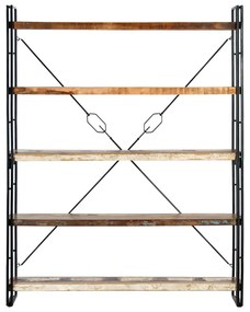 Knihovna s 5 policemi 140x30x180 cm masivní recyklované dřevo 286583