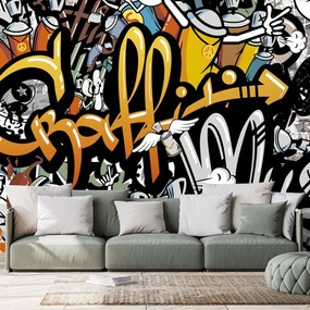 Tapeta graffiti na cihlové zdi - 150x100