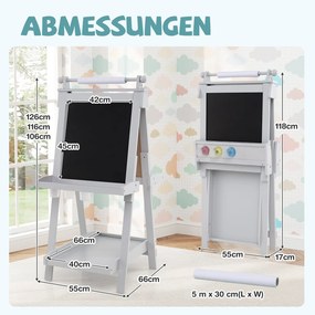 Costway Dětská výškově nastavitelná tabule s bílou tabulí a magnetickou tabulí
