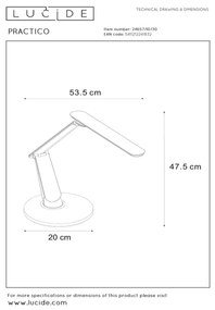 Lucide 24657/10/30 - LED Stmívatelná dotyková stolní lampa PRACTICO LED/10W/230V