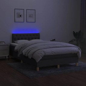 Box spring postel s matrací a LED tmavě šedá 120x200 cm textil 3133942