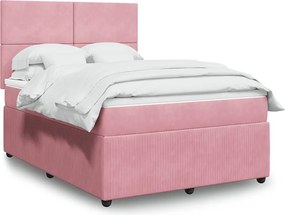 Box spring postel s matrací růžová 140x190 cm samet 3292333