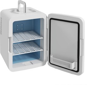 HOMCOM kosmetická lednička 10L, extra tichá 12V/240V k chlazení a ohřívání, malá lednička do ložnice na make-up