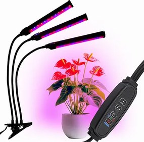 JU Univerzální rostlinná lampa se třemi světelnými panely, napájená přes USB bez napájecího adaptéru