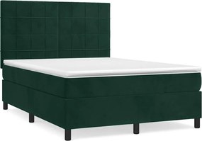Box spring postel s matrací tmavě zelená 140x190 cm samet 3143022